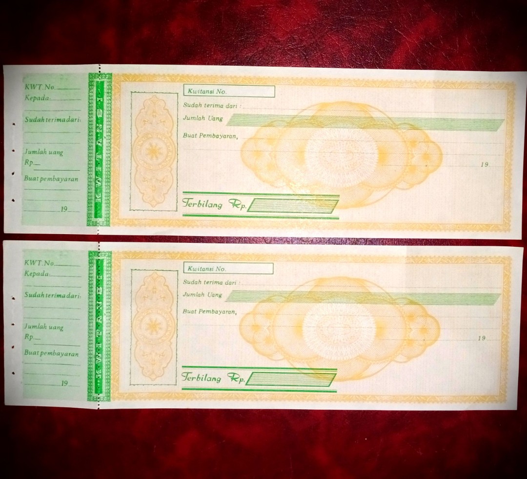2 Kwitansi kosongan thn 19.., Antik, Filateli di Carousell