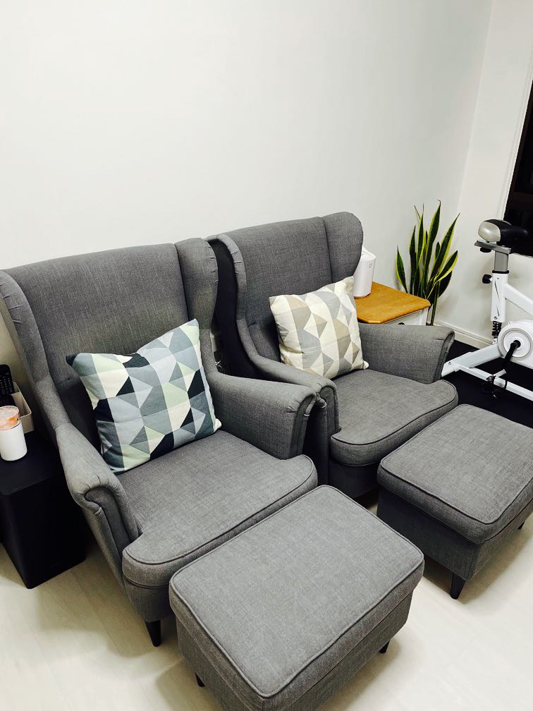 2 Lounge chair (ikea) with leg rest, Furniture & Home Living, Furniture ...