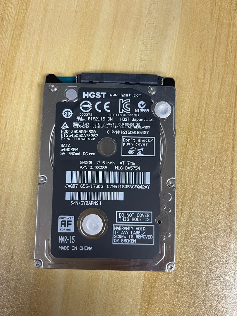 二手 HGST 500GB 2.5” SATA HDD, 電腦＆科技, 桌上電腦 - Carousell