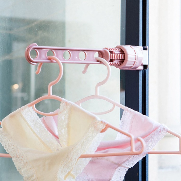 Adjustable Portable 5 Hole Window Clothes Hanger Rack Organiser / Space ...