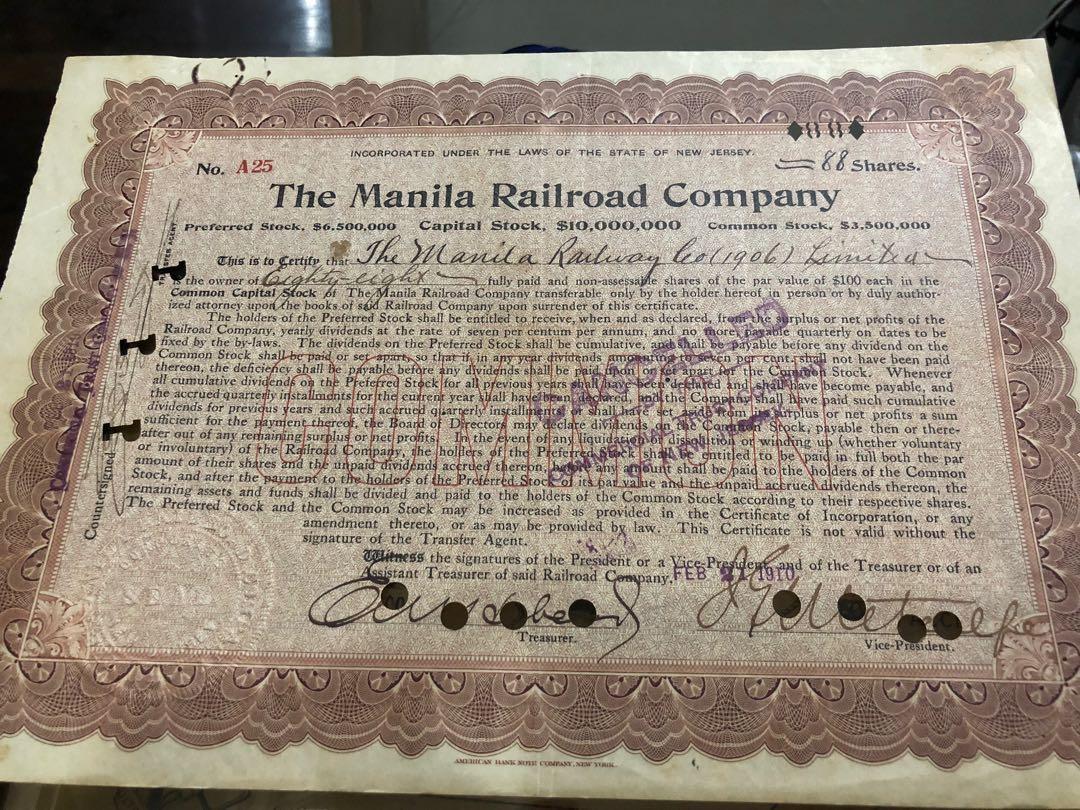 Antique Stock Certificate, Hobbies & Toys, Memorabilia & Collectibles ...