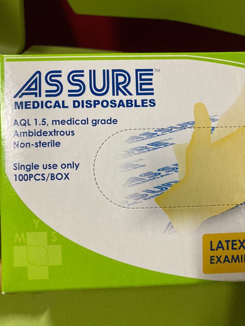 ASSURE MEDICAL DISPOSABLE NON-STERILE LATEX POWDER FREE GLOVES 100PCS ...