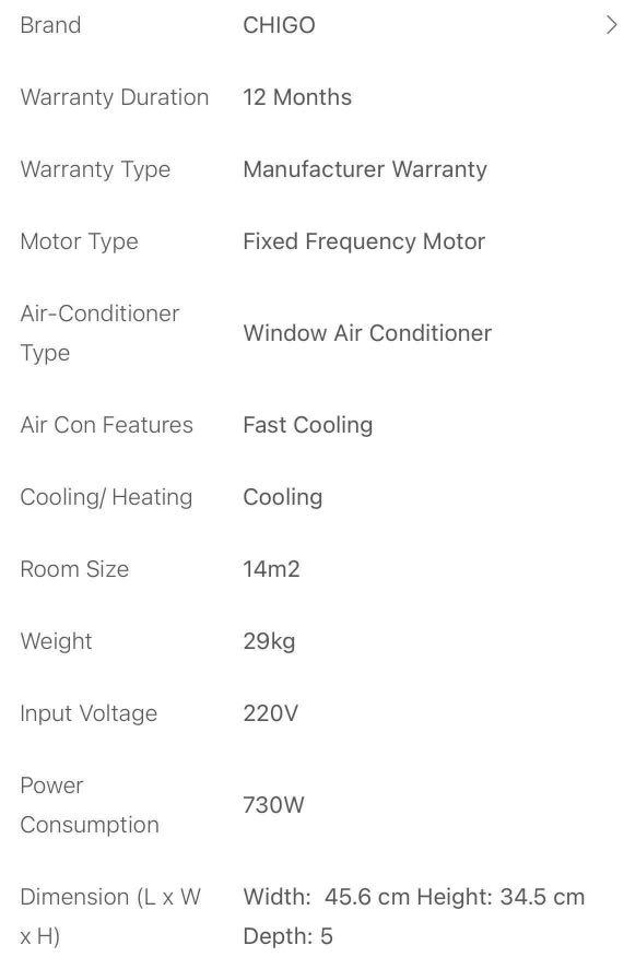 Chigo window type aircon .8HP, TV & Home Appliances, Air Conditioning ...