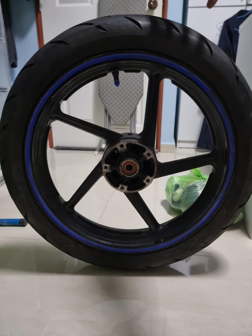 Fz16 front rim and tyre, Motorcycles, Motorcycle Accessories on Carousell