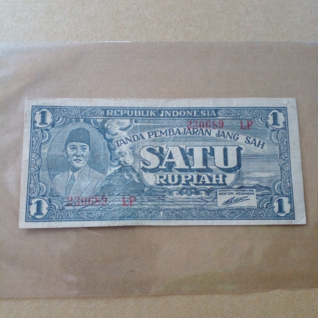 Indonesia Satu Rupiah 1945 Banknote. S/N: 230689 LP., Hobbies & Toys ...