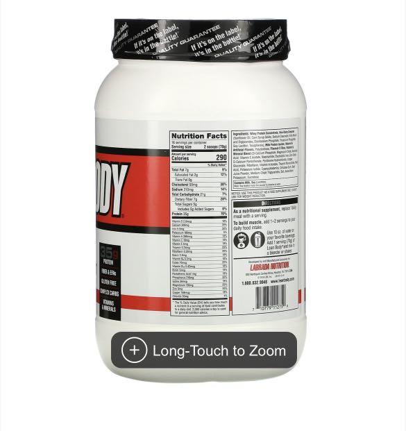 Labrada Lean body whey protein powder, Health & Nutrition, Health ...