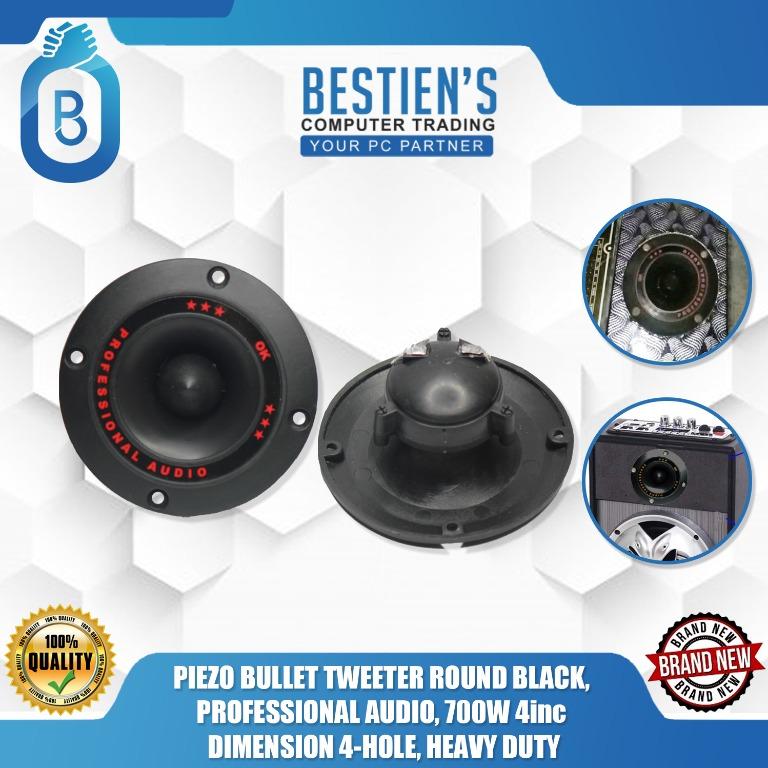 PIEZO BULLET TWEETER ROUND BLACK, PROFESSIONAL AUDIO, 700W 4inc ...