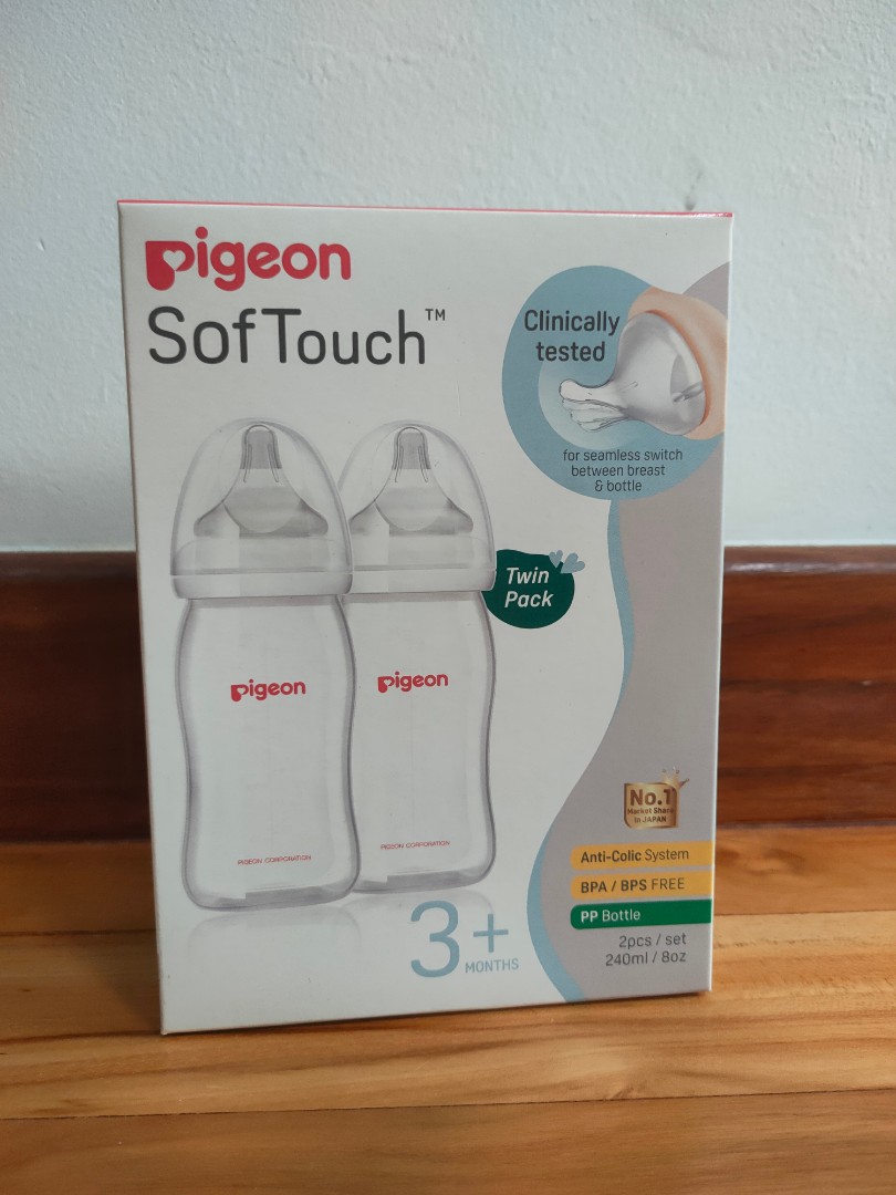 Pigeon SofTouch twin pack 240ml bottle, Babies & Kids, Nursing & Feeding, Breastfeeding & Bottle ...