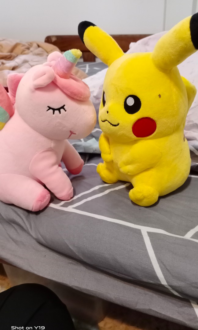 Pikachu and unicorn soft toy, Hobbies & Toys, Toys & Games on Carousell