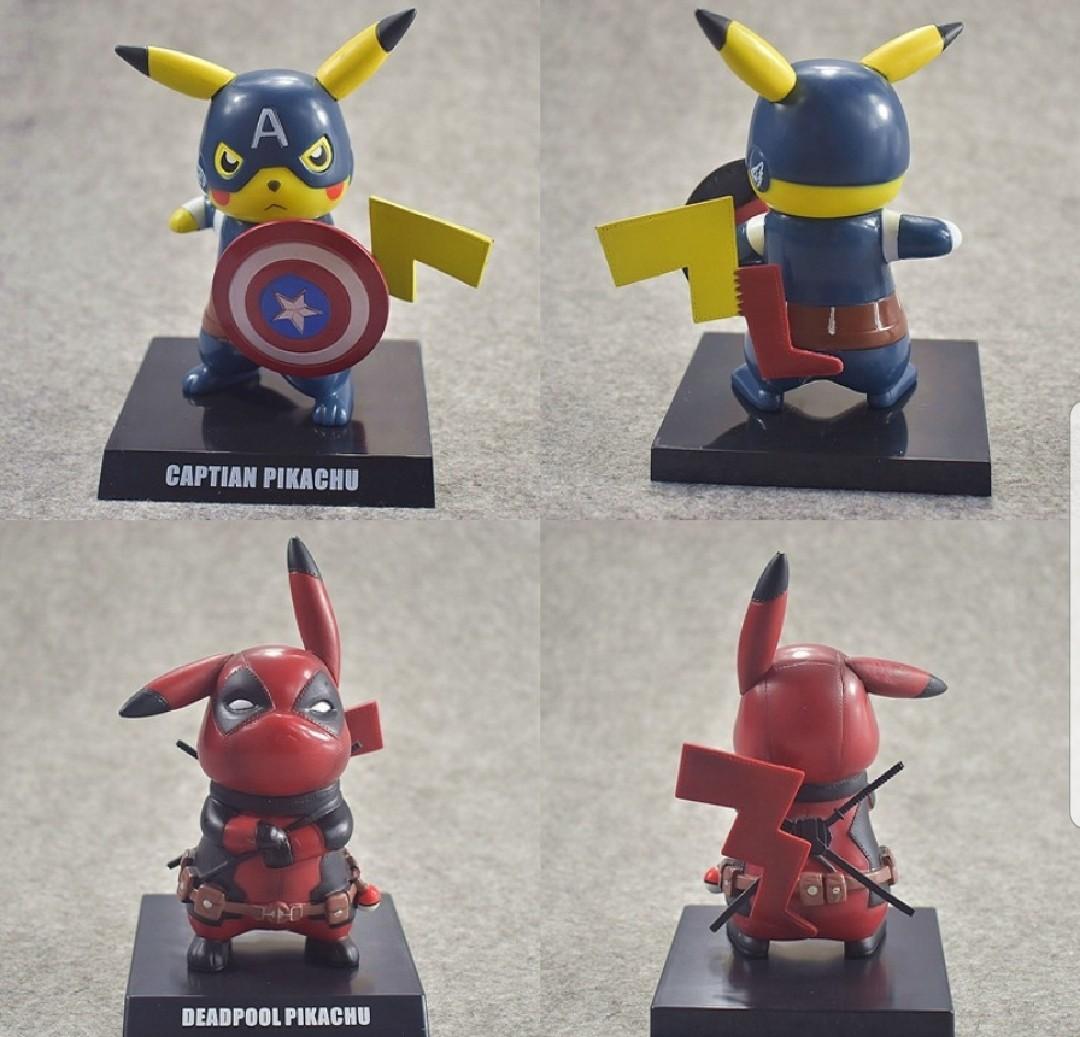Pikachu deadpool captain america figurine / cute pikachu figurine ...