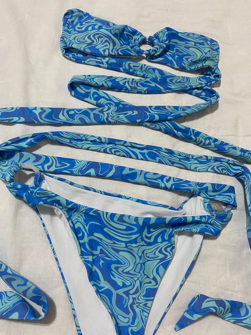 retro 70s wavy print tie bikini, Women's Fashion, Swimwear, Bikinis ...