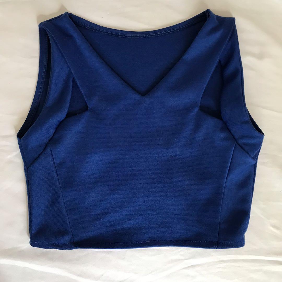 royal blue cut out crop top, Women's Fashion, Tops, Others Tops on ...