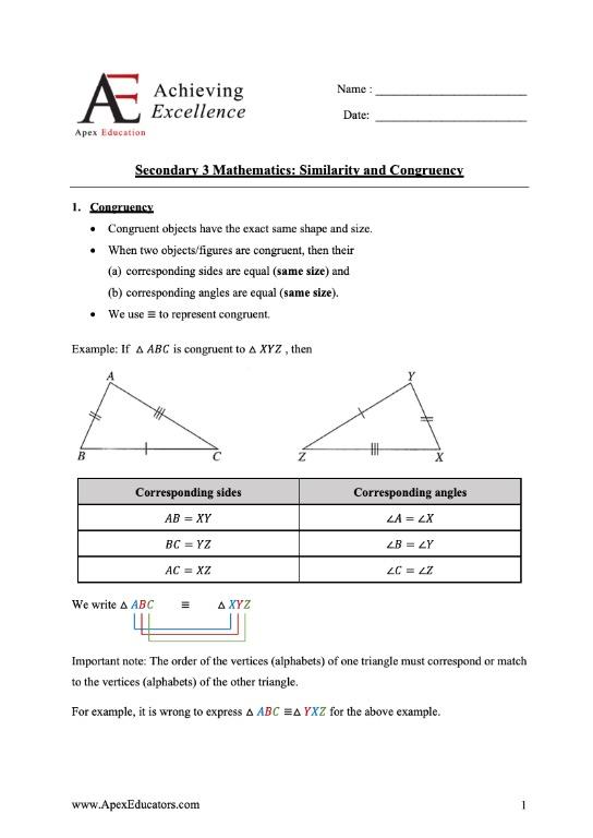 Sec 3 + Sec 4 Math (Elementary) Topical Notes + Worksheets + Exam ...