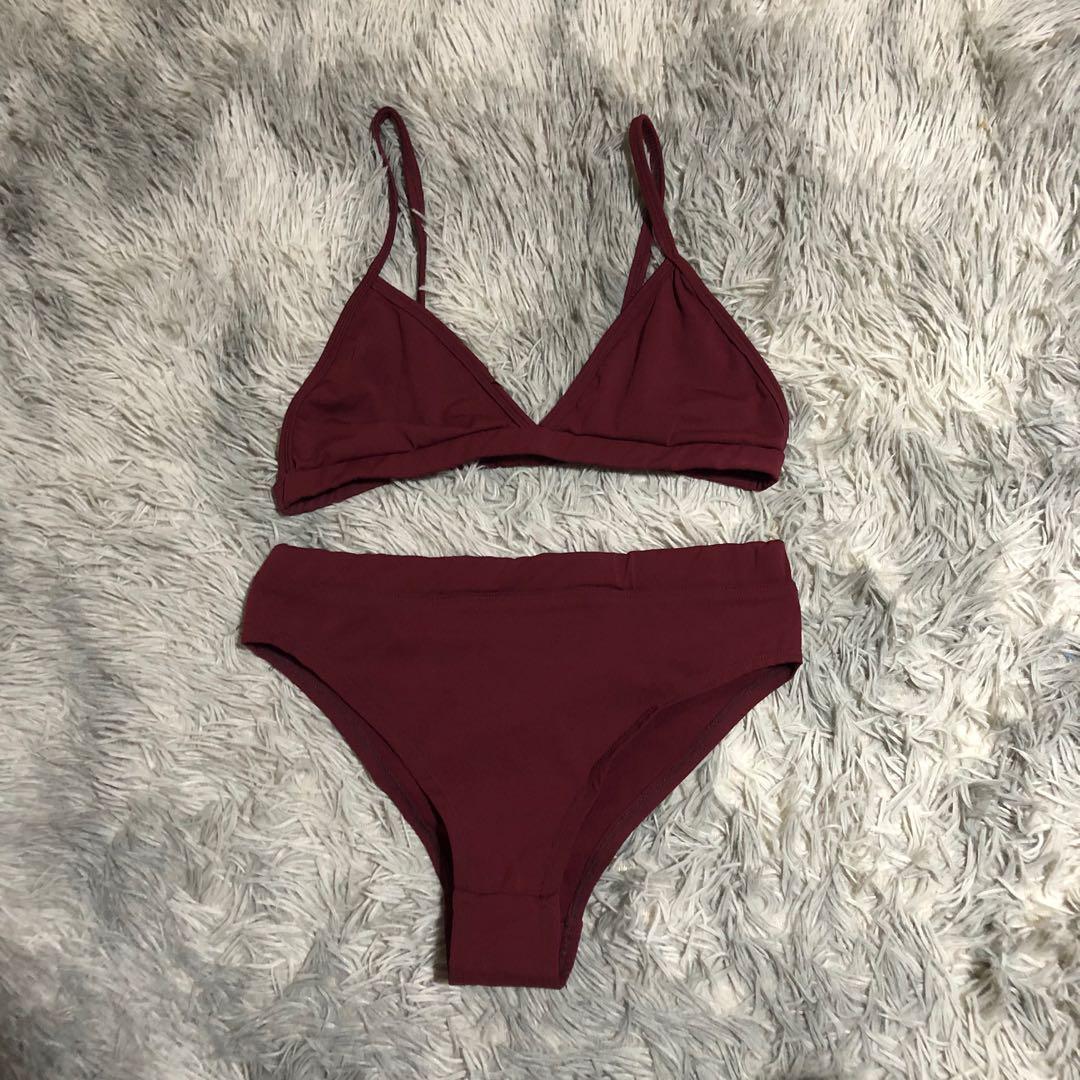 SHEIN Bikini (Maroon), Women's Fashion, Swimwear, Bikinis & Swimsuits ...