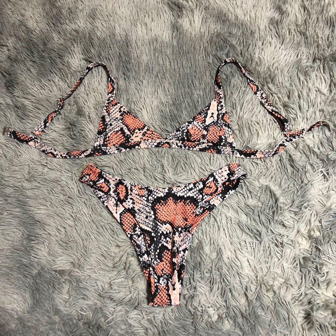 SHEIN Snake Print Bikini, Women's Fashion, Swimwear, Bikinis ...