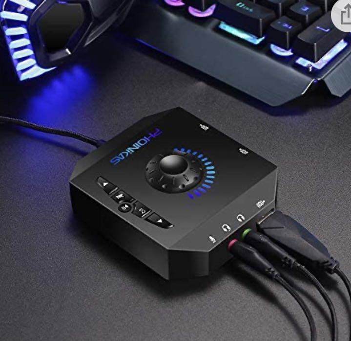 T10 External Sound Card, PHOINIKAS USB Audio Adapter for PC Windows ...