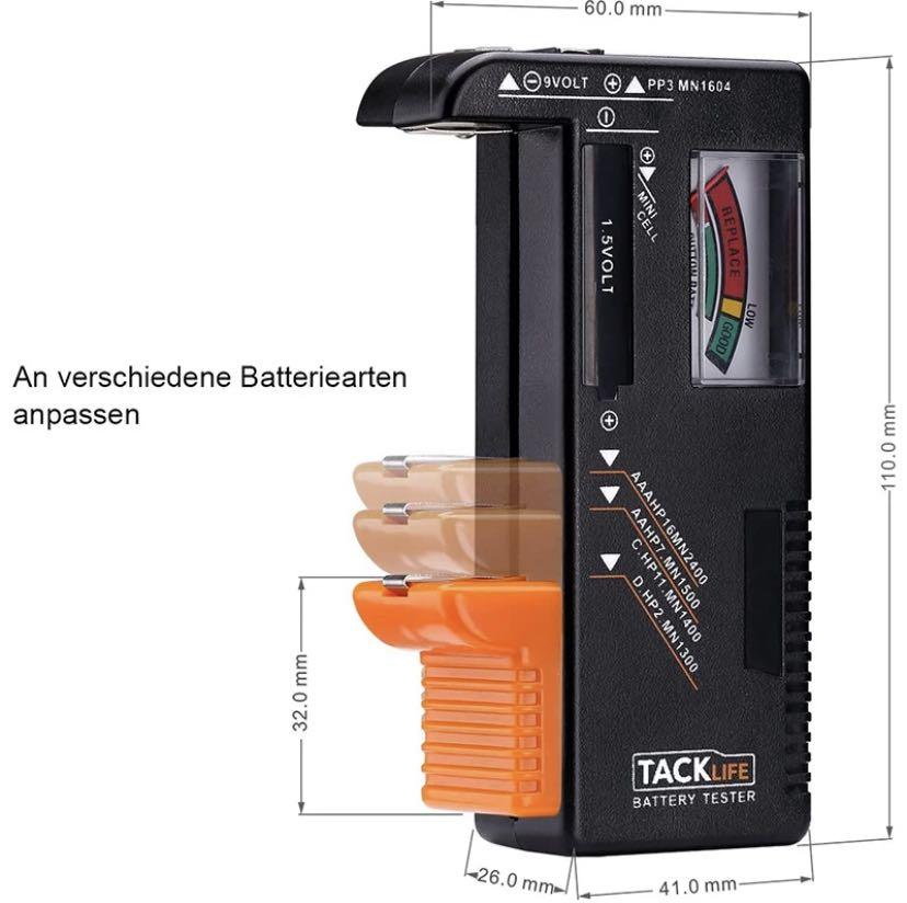 TACKLIFE MBT01 Pointer Battery Tester Battery Capacity Test Tools ...