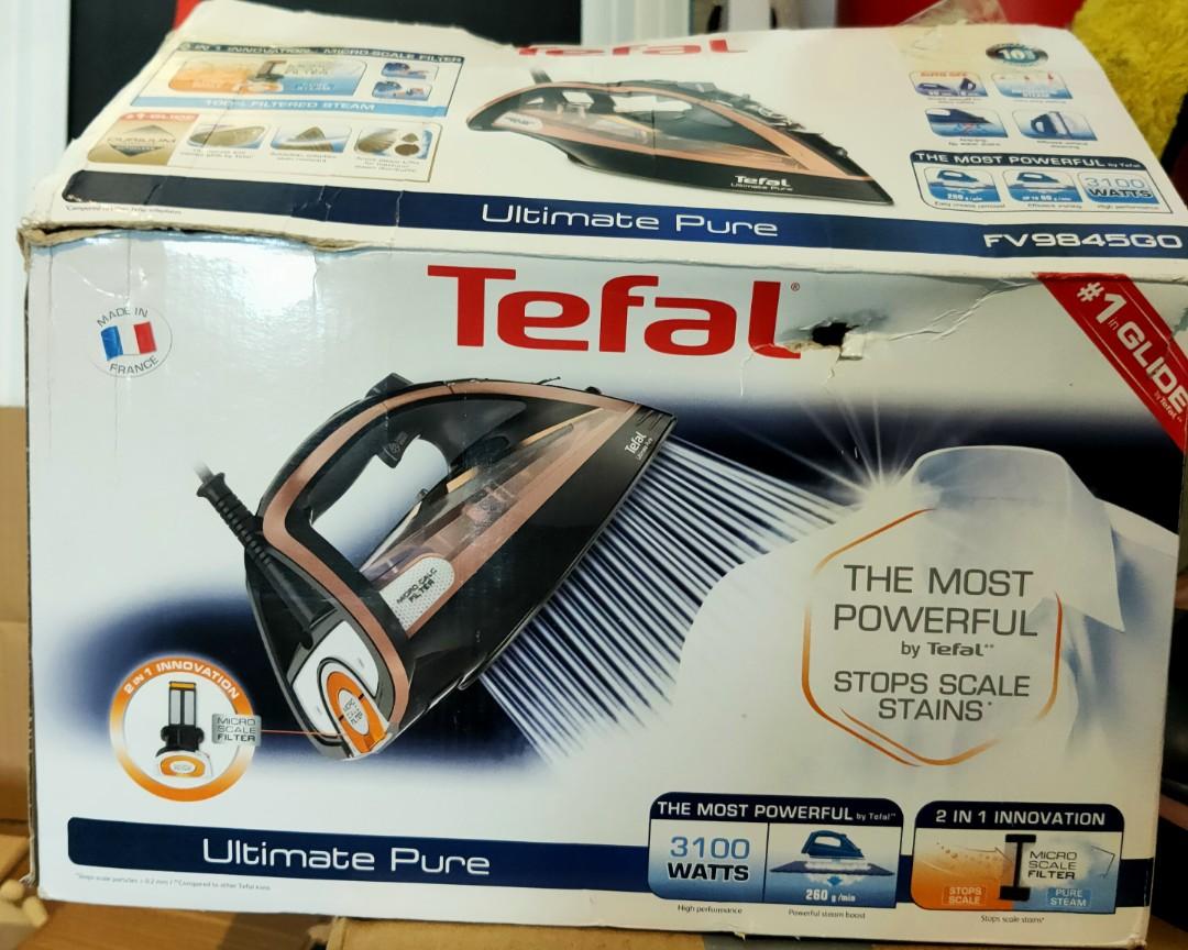 Tefal Ultimate Pure FV9845 Steam Iron, 3200W, Black & Rose Gold, TV ...