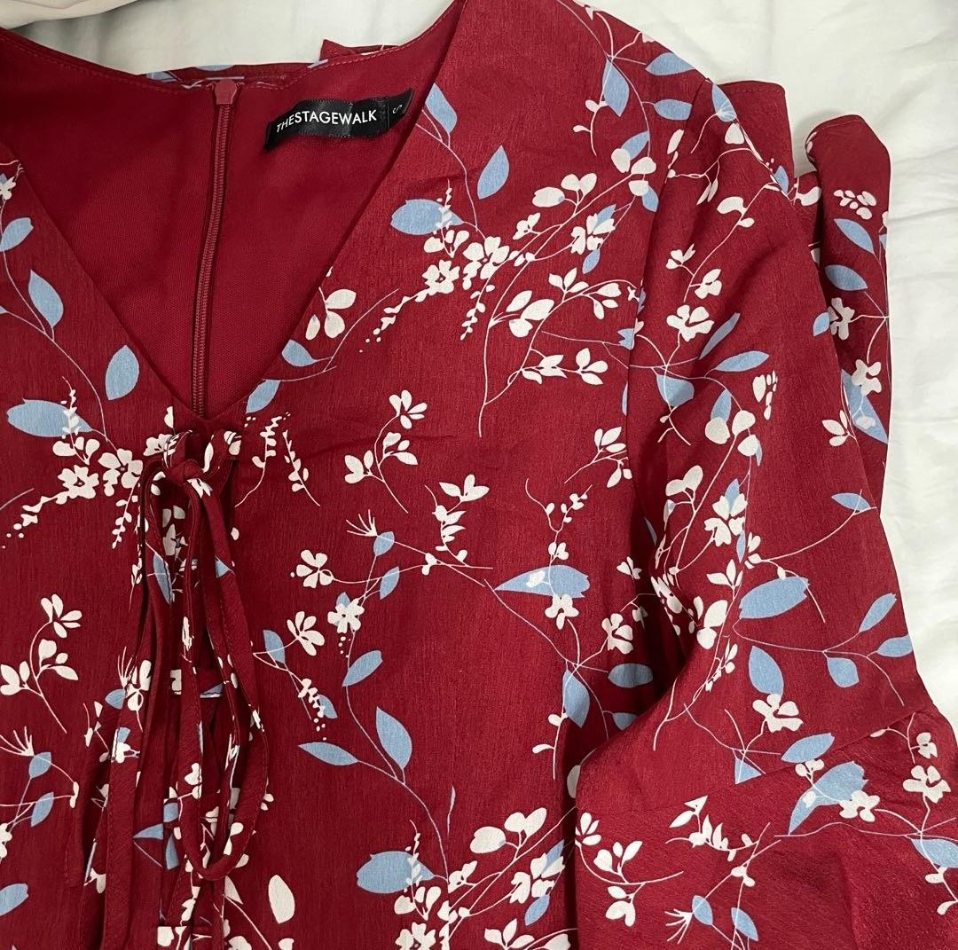 TSW Red Flutter Sleeves Dress, Women's Fashion, Dresses & Sets, Dresses ...