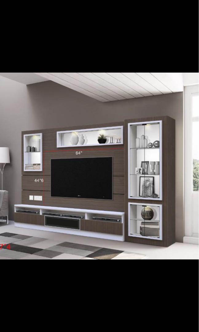 Tv cabinet with feature wall / tv cabinet with display rack / Tv ...