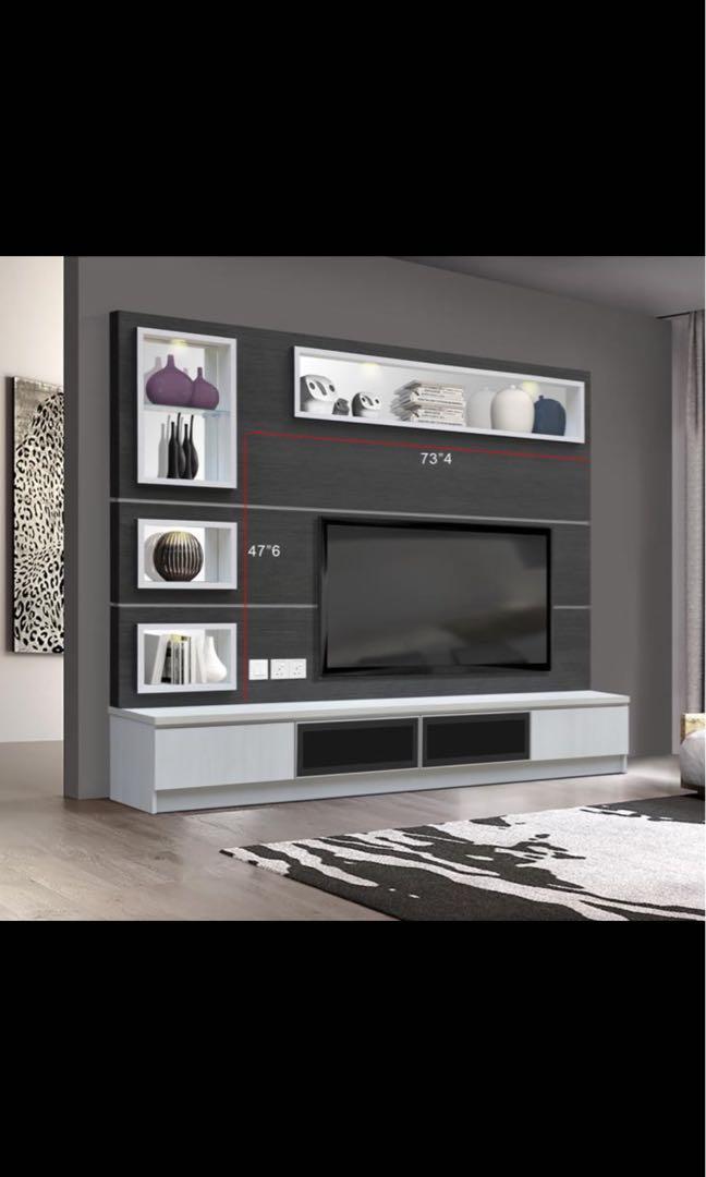 Tv Feature Wall With Display Cabinet