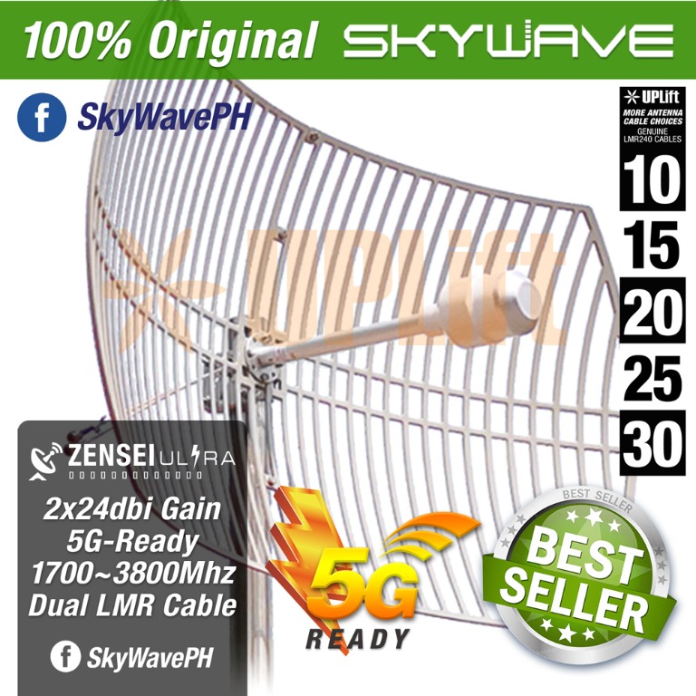 UPLift SkyWave MIMO Parabolic Grid Antenna 2x30dbi Gain 1700-3800Mhz ...