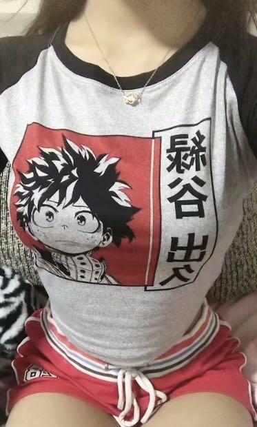 vintage anime Deku print crop top tee, Women's Fashion, Tops, Shirts on ...