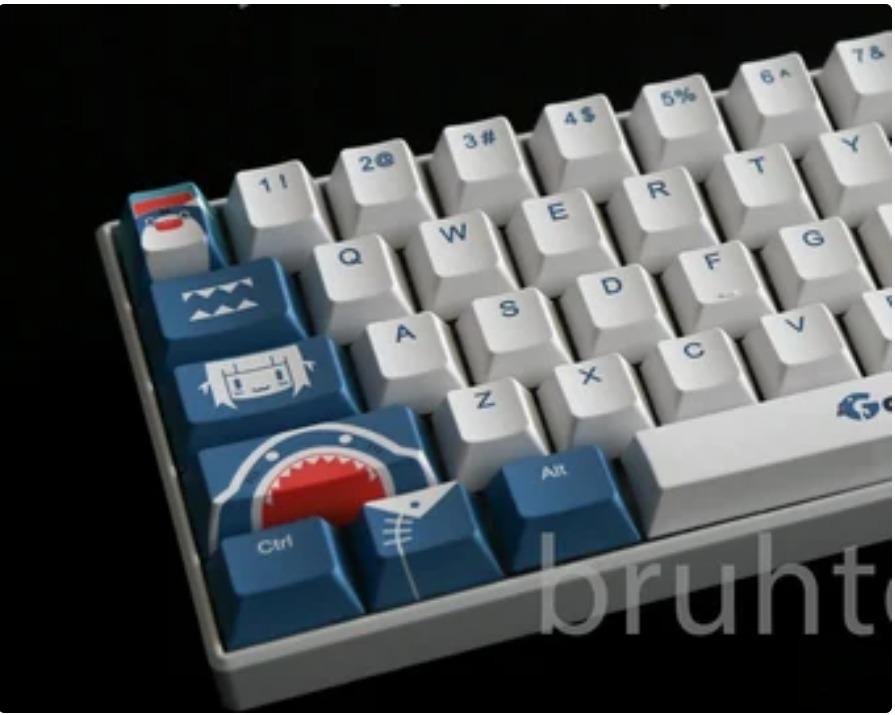 Vtuber Hololive EN Gawr Gura Theme PBT keycaps, Computers & Tech, Parts ...