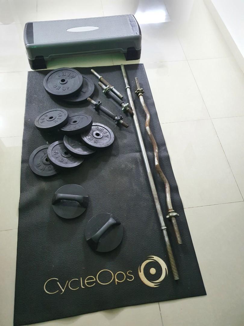 Weights, barbells, mat, step up board@ $ 100, Sports Equipment ...
