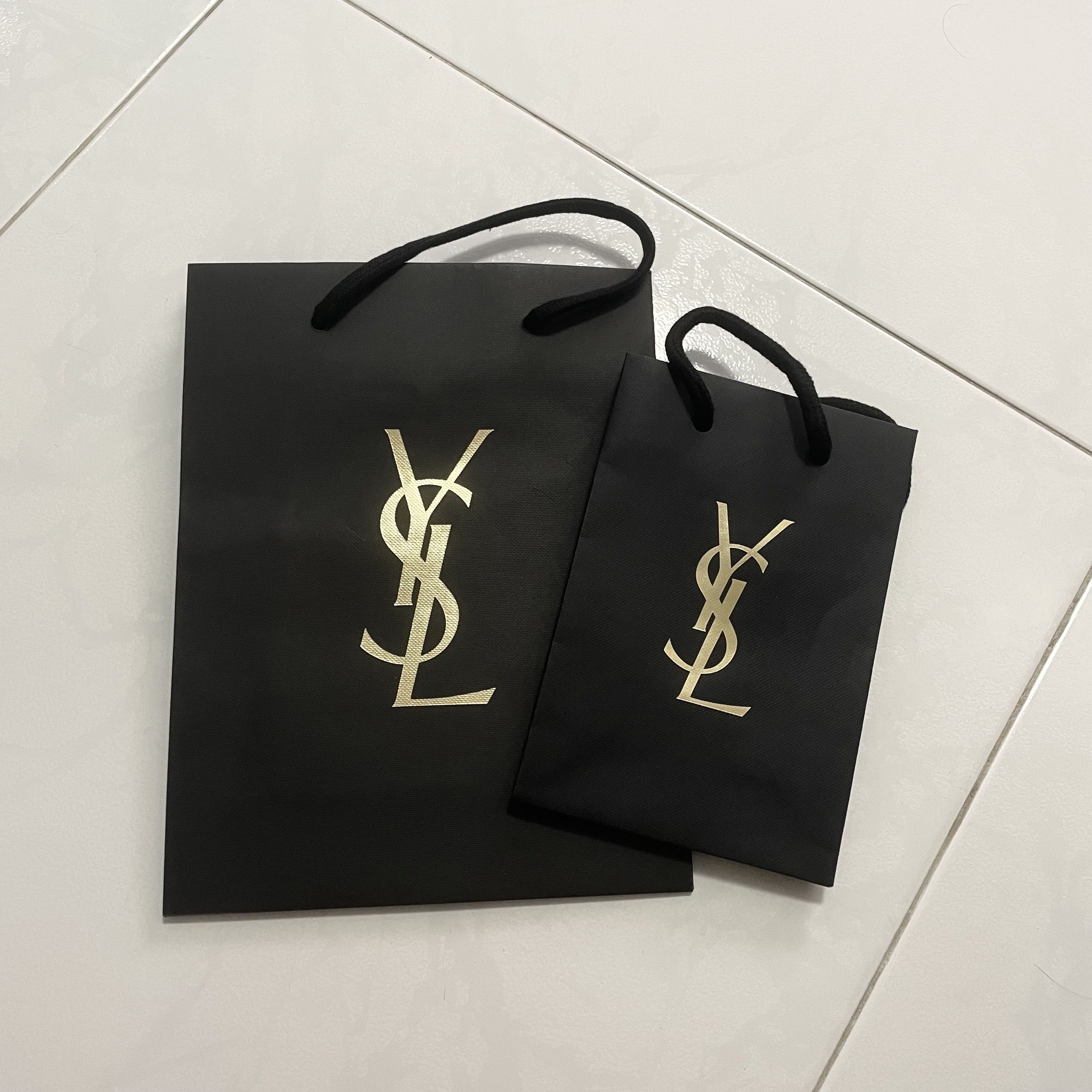 YSL paper bags plastic ribbon black luxury branded empty, Luxury, Bags ...