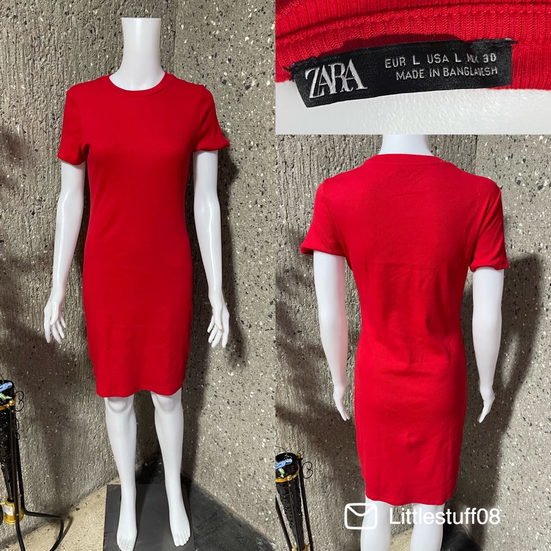 Zara Ribbed Dress in Red, Women's Fashion, Dresses & Sets, Dresses on ...