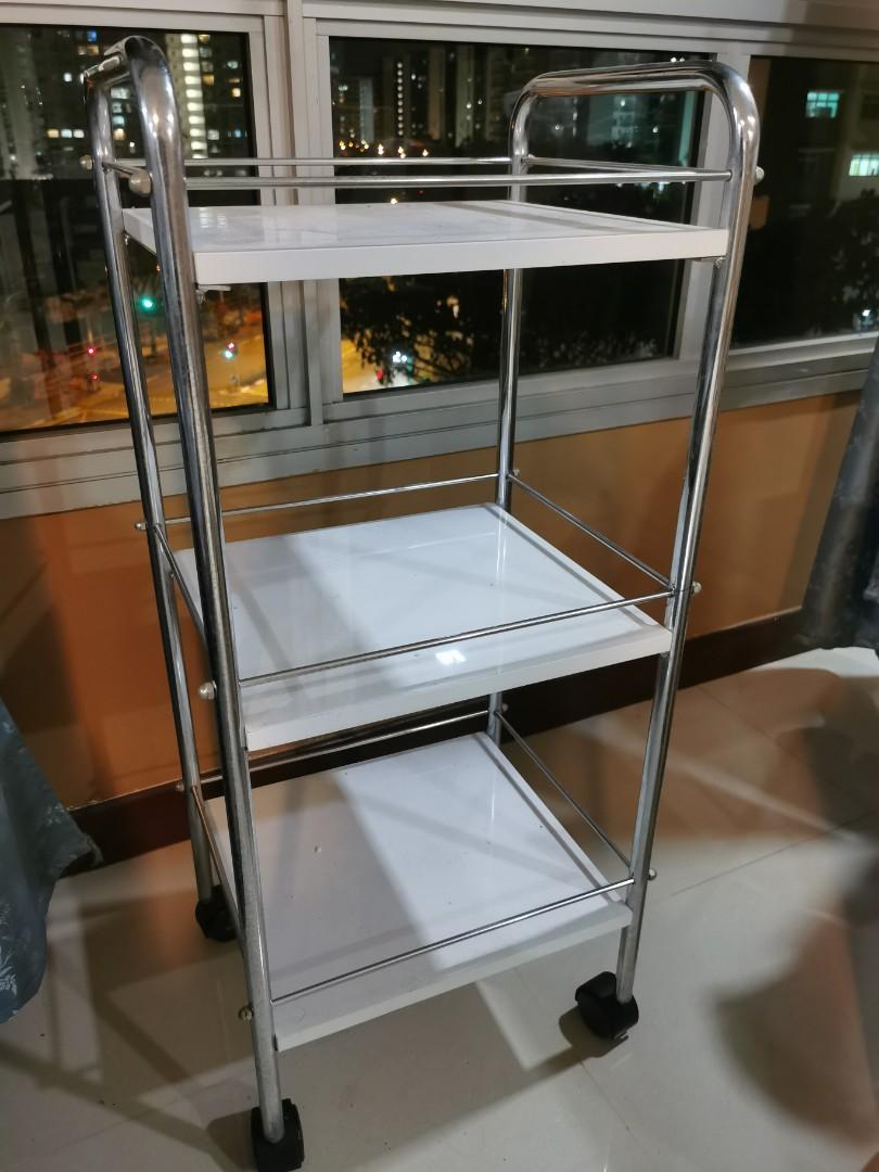 3 tier metal storage rack with wheels, Furniture & Home Living ...