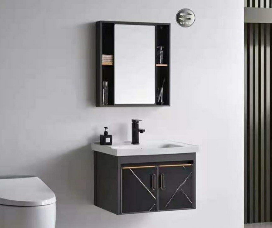 60cm Mocca Black Bathroom Vanity Set (Mirror Sink Basin Cabinet Tap ...