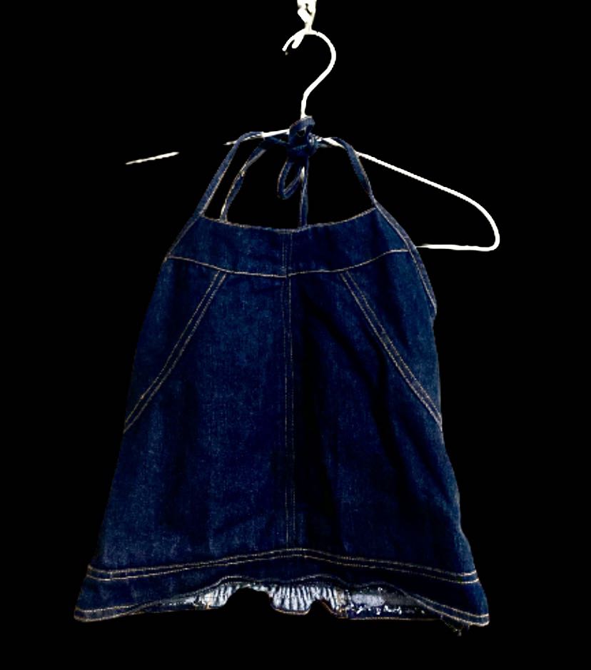 Backless, denim top, Women's Fashion, Tops, Others Tops on Carousell