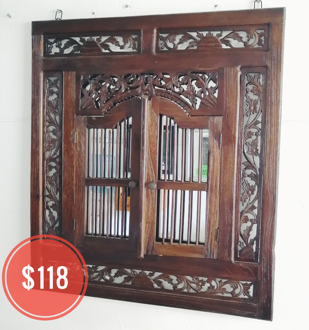BEST SELLING SOLID TEAK WOODEN WINDOW MIRROR CARVING BALINESE ...