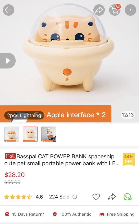 CAT POWER BANK small power bank with LED light, TV & Home Appliances ...