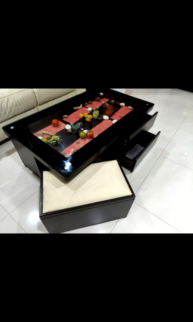 Coffee table with pull out benches, Furniture & Home Living, Furniture ...