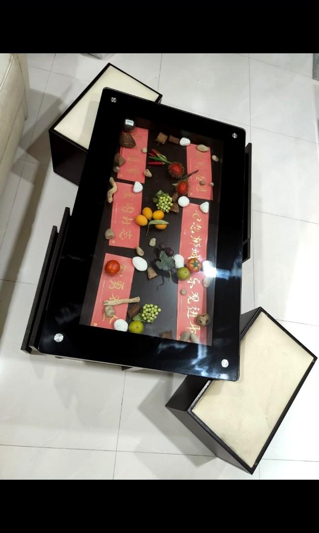 Coffee table with pull out benches, Furniture & Home Living, Furniture ...