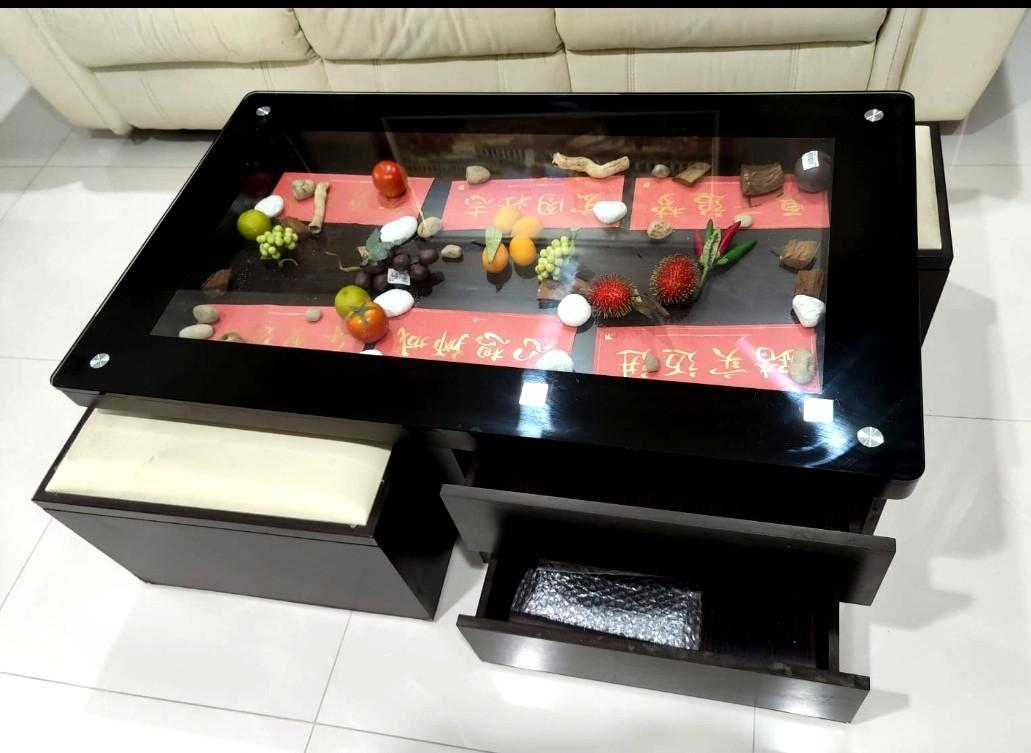 Coffee table with pull out benches, Furniture & Home Living, Furniture ...