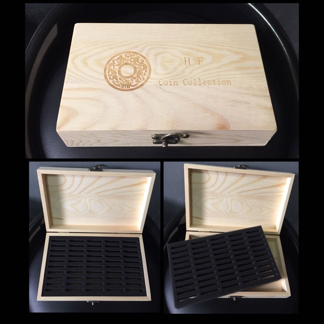 Wooden Storage Box (with slotted foam for 50 pieces 30mm coin), Hobbies ...