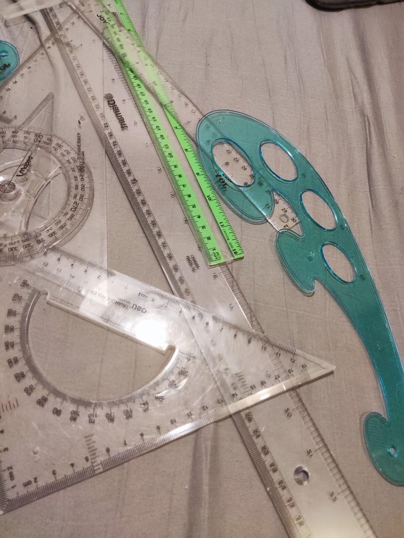 Drafting Drawing Rulers T Square Trinangle French Curve Protractor (8 ...