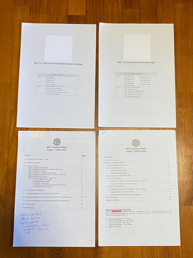 General Paper (GP) Revision Papers/ Various JCs School Papers + Answers ...