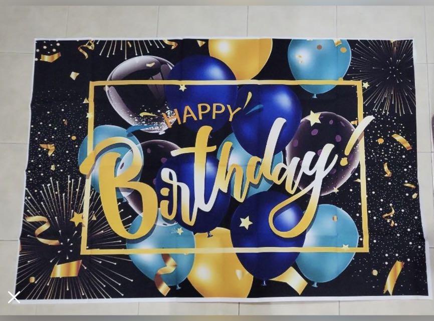 Generic birthday banner backdrop: party deco, Hobbies & Toys ...