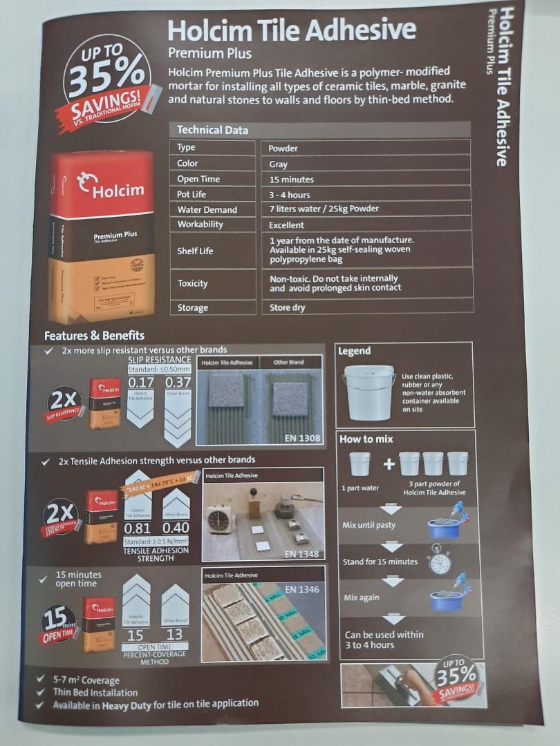 Holcim tile adhesive, Commercial & Industrial, Construction & Building ...