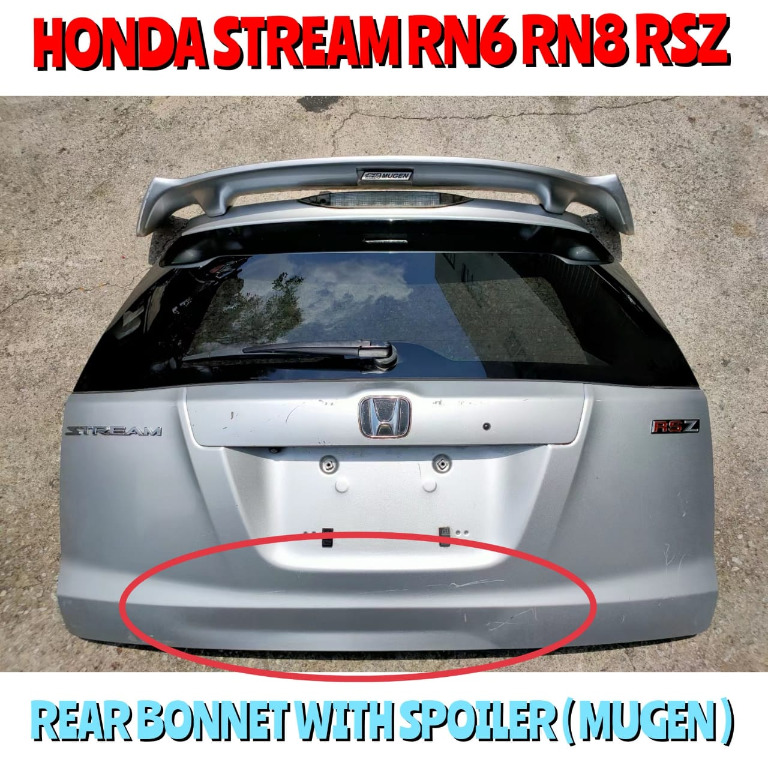 Honda Stream RN6 RN8 RSZ Rear Bonnet With Reverse Camera & Spoiler ...