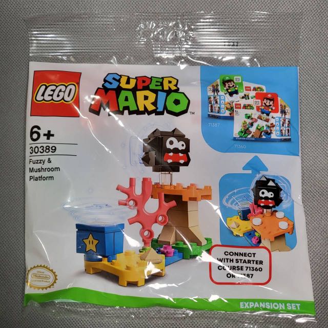 LEGO 30389 Super Mario: Fuzzy&mushroom platform Poly bag, 興趣及遊戲, 玩具 ...