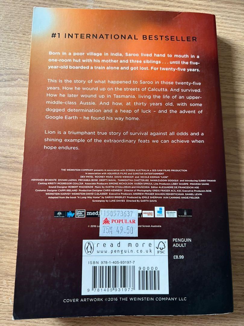 Lion -Saroo Brierley, Hobbies & Toys, Books & Magazines, Storybooks on ...