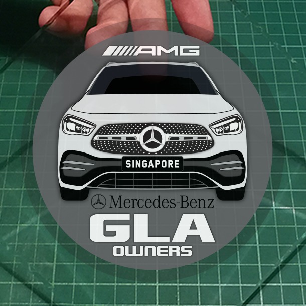 MERCEDES GLA OWNERS AMG Singapore . Static Cling Car Decals . 11cm ...