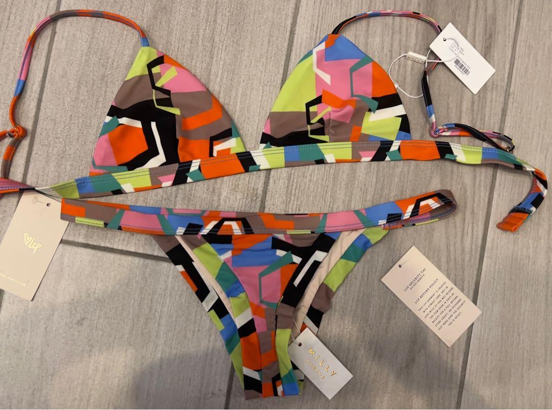 Milly Cabana Capri Triangle Bikini and Surfer Bottom, Women's Fashion ...