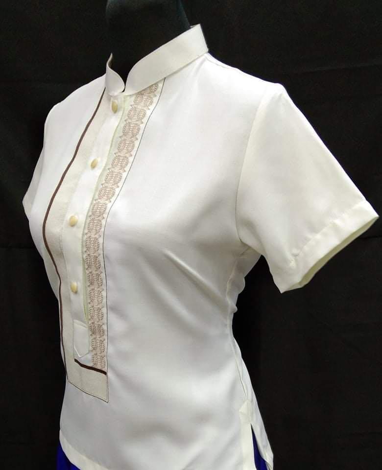 LINEN LADIES OFFICE BARONG Cream, Women's Fashion, Tops, Others Tops on ...